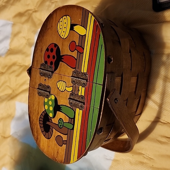 Gary Gail | Accents | Antique Vintage Wooden Lid Flip Top Basket Groovy ...